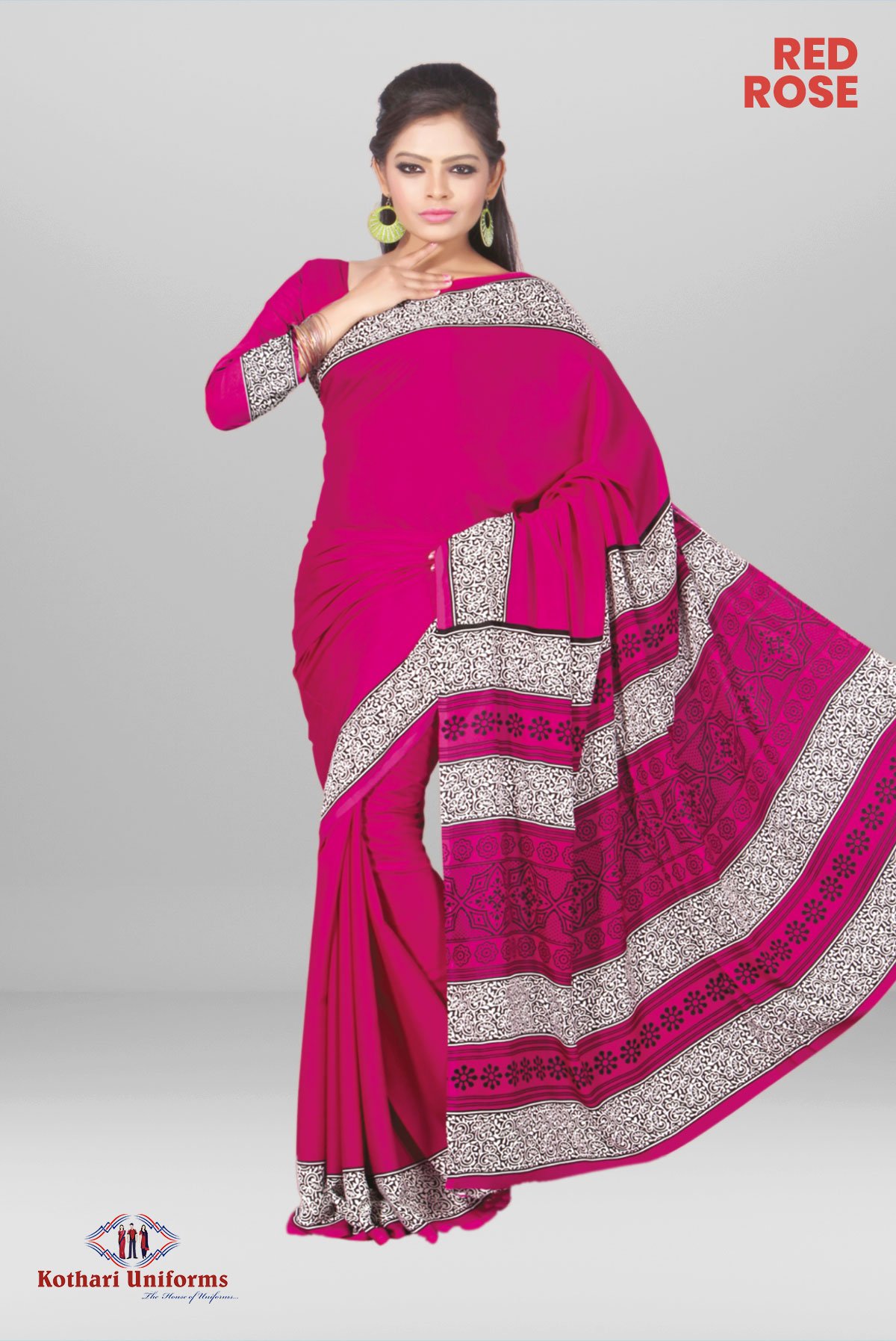 Red Rose – KT0084MC | KOTHARI UNIFORMS| Uniform Sarees