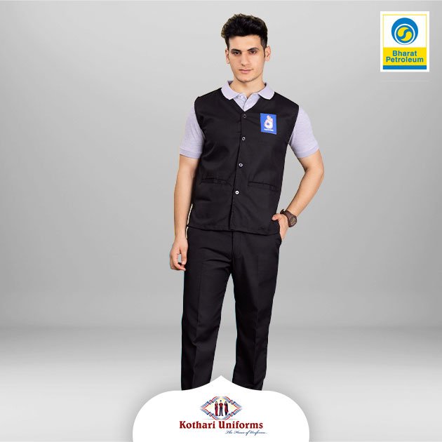 BPCL Waistcoat, Grey T-Shirt & Black Pant Set | BPCL Uniforms | Bharat ...