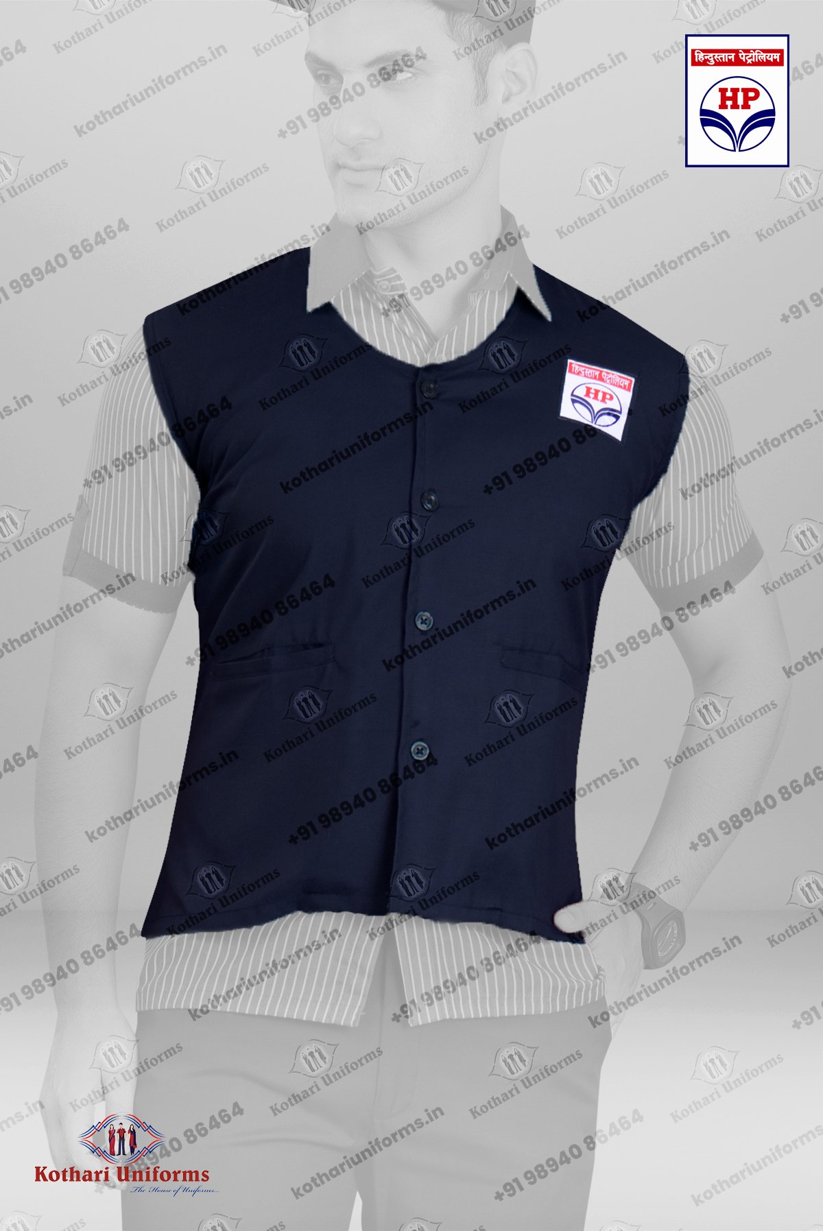 HPCL Navy Blue Sleeveless Waist Coat | HPCL Uniforms | Hindustan ...